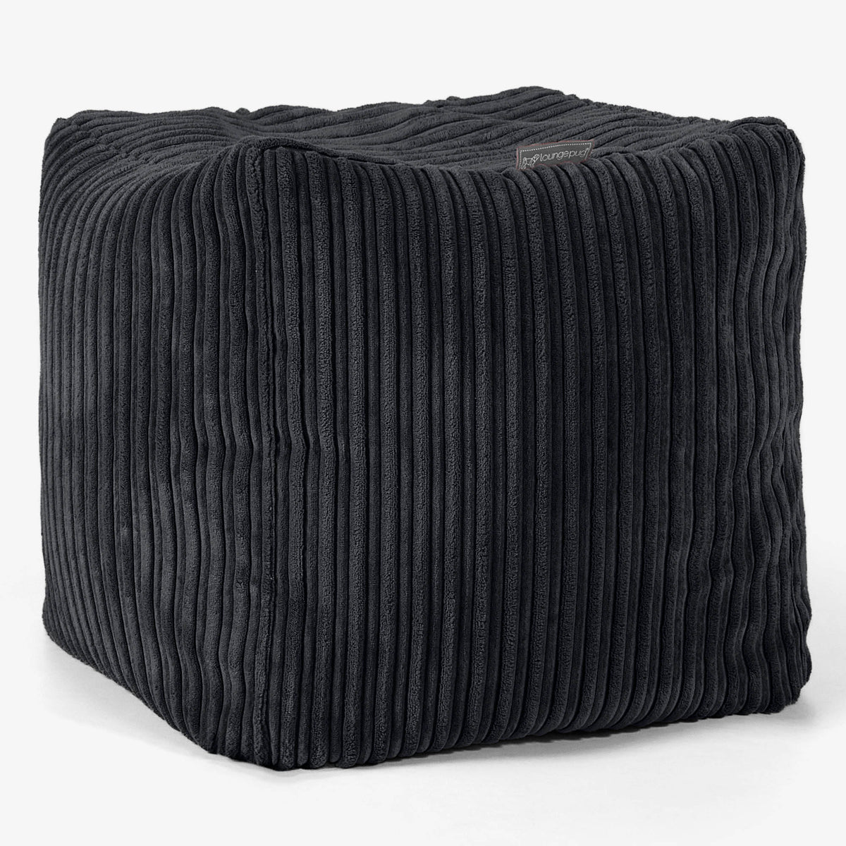 Lounge Pug Cube Footstool Square Pouffe Bean Bag Cord Black– Big Bertha ...