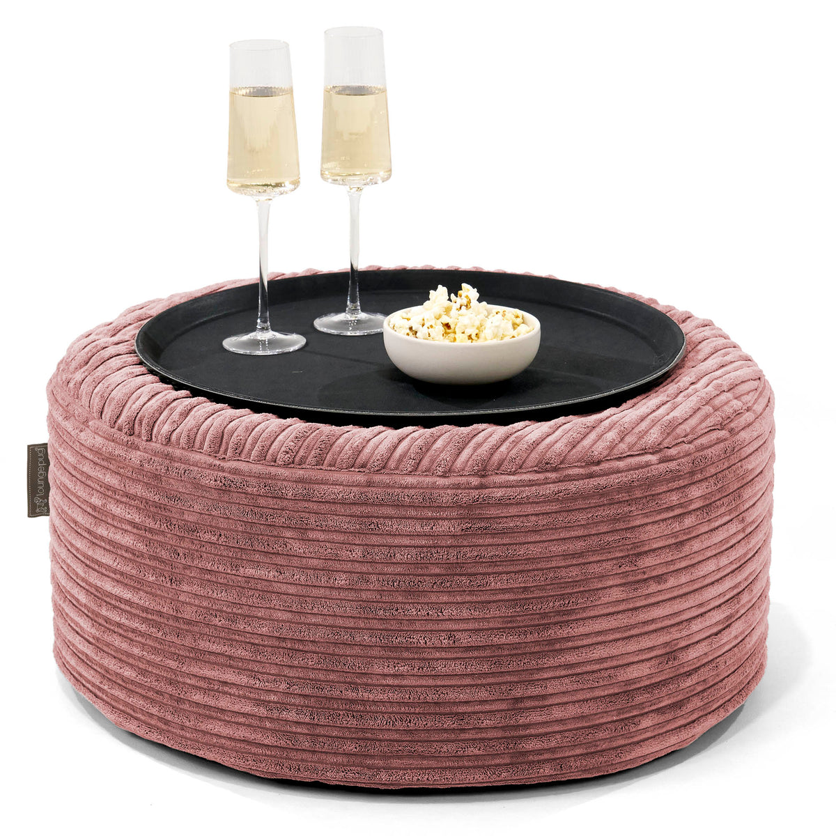 Lounge Pug Ottoman Tray Top Pouf Bean Bag Cord Peach– Big Bertha ...