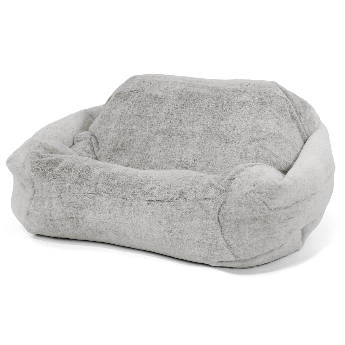 Lounge Pug Sabine Bean Bag Armchair Faux Rabbit Fur Light Grey Large ...