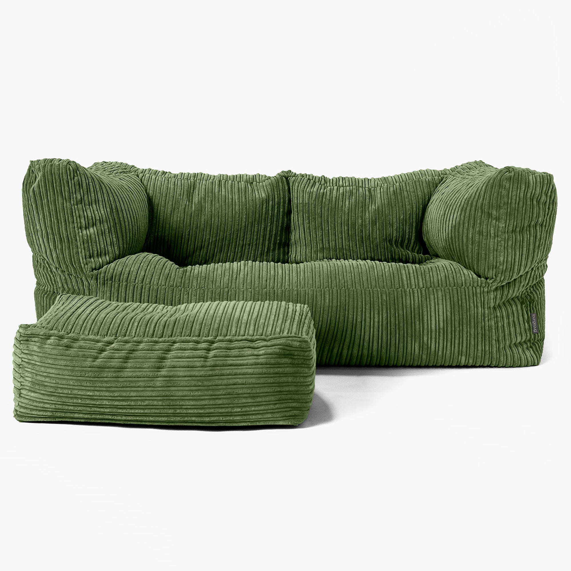 Lounge Pug Giant 2 Seater Bean Bag Sofa Cord Forest Green Albert ...