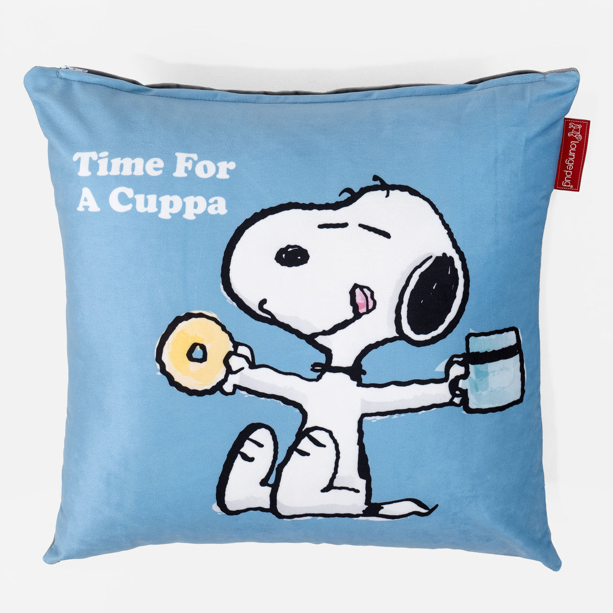 Peanuts Snoopy Cuppa Scatter Cushion 47 X 47cm Blue / Silver Decorative ...
