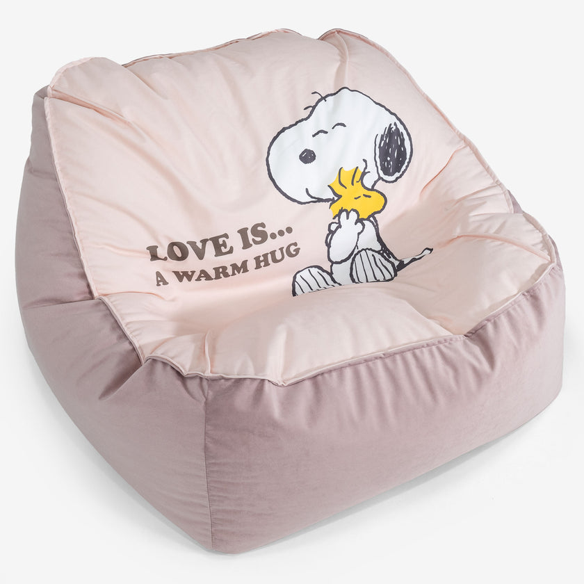 Peanuts Snoopy Love Sloucher Bean Bag Chair Pink Large Beanbags– Big ...